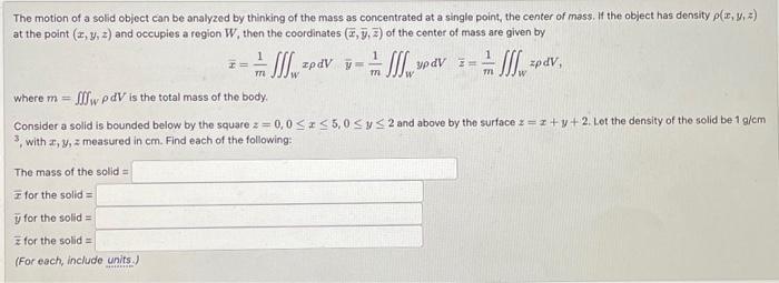 Solved The motion of a solid object can be analyzed by | Chegg.com