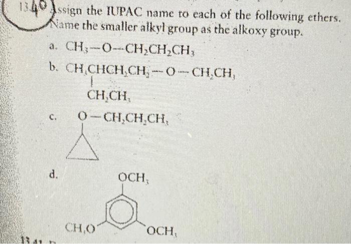 Solved Assign the IUPAC name to each of the following | Chegg.com