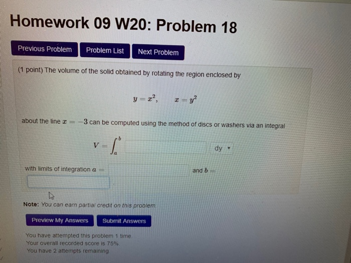 Solved Homework 09 W20: Problem 18 Previous Problem Problem | Chegg.com