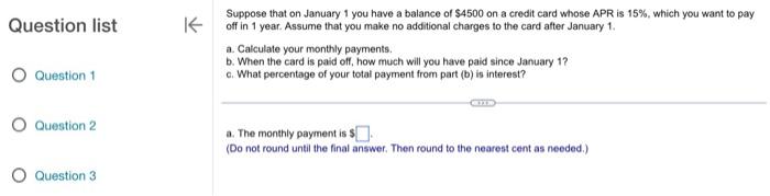 Solved Question list Question 1 Question 2 Question 3 | Chegg.com