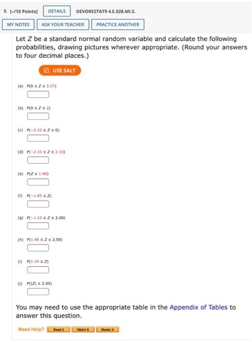 Solved DETAILS 5. [-/10 Points) DEVORESTAT9 4.E.028.MLS. MY | Chegg.com