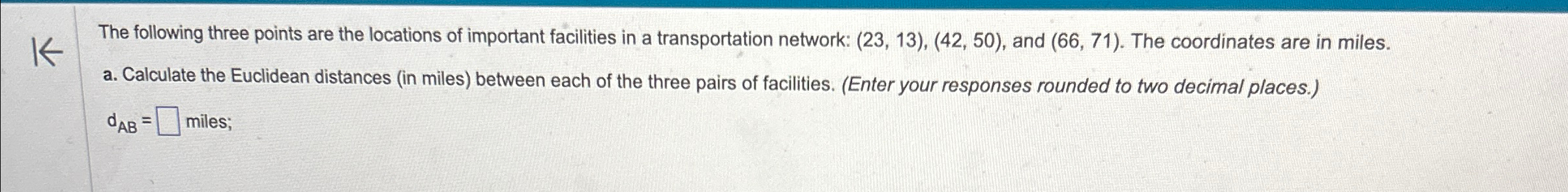 Solved The following three points are the locations of | Chegg.com