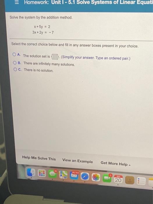 Solved Homework Unit 1 5 1 Solve Systems Of Linear Equati