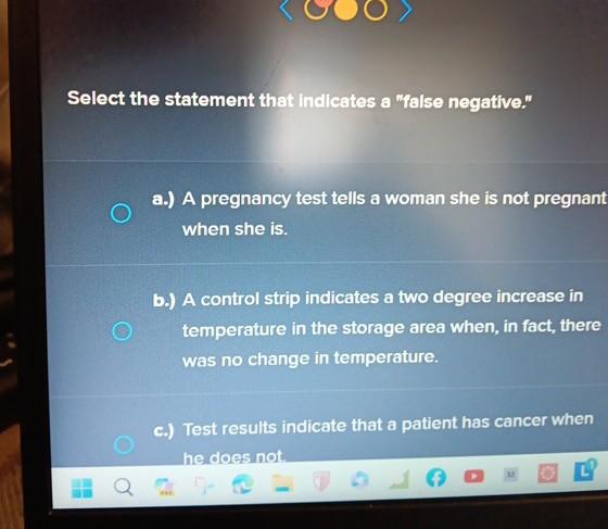 Solved Select the statement that indlcates a "false | Chegg.com