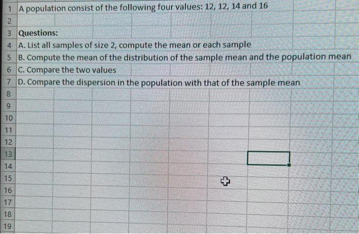 Solved 1 A population consist of the following four values: | Chegg.com