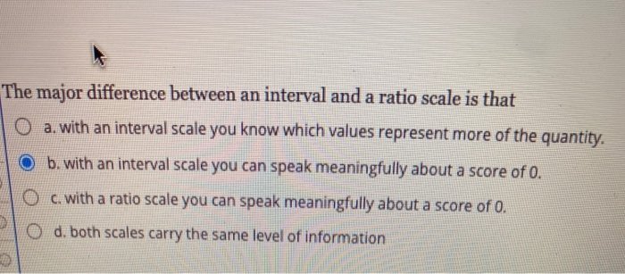 Solved The major difference between an interval and a ratio | Chegg.com