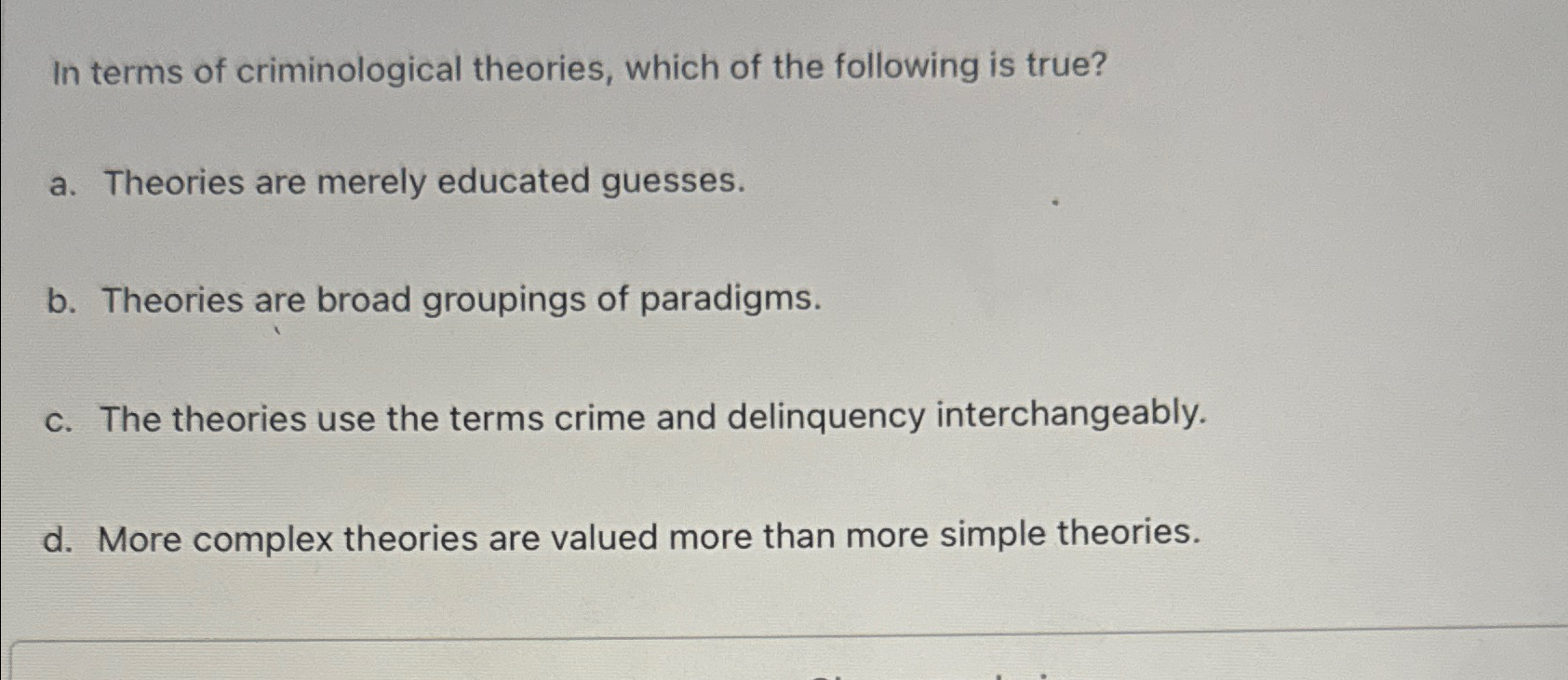 Solved In terms of criminological theories, which of the | Chegg.com