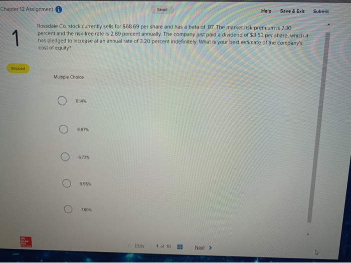 Solved Chapter 12 Assignment Help Save & Exit Submit | Chegg.com