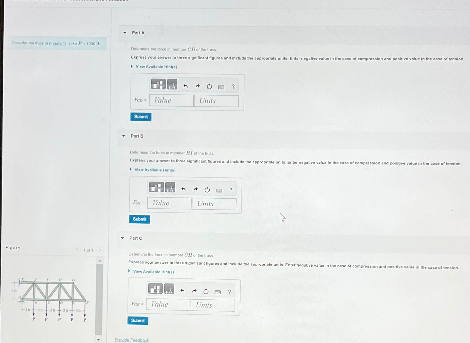 Solved PartAConsider the truss in (Figure 1). ﻿Take | Chegg.com