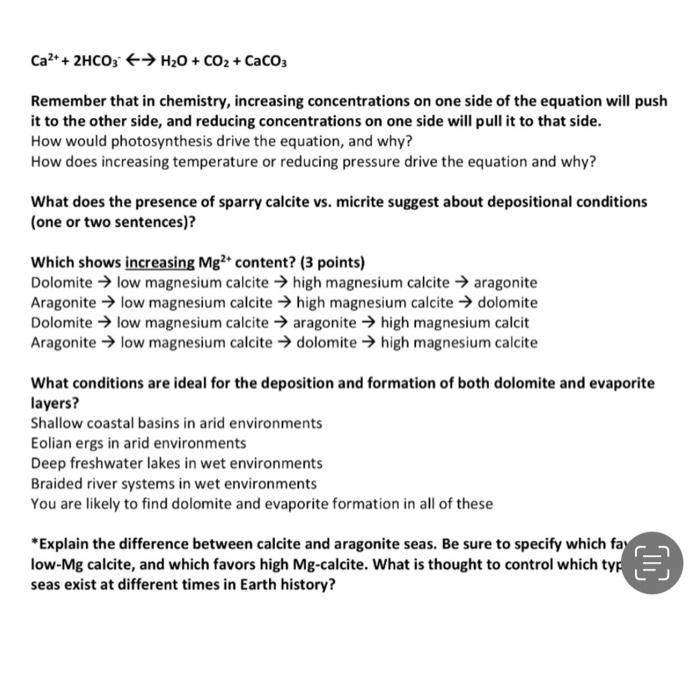 Solved Ca2++2HCO3↔→H2O+CO2+CaCO3 Remember that in chemistry, | Chegg.com