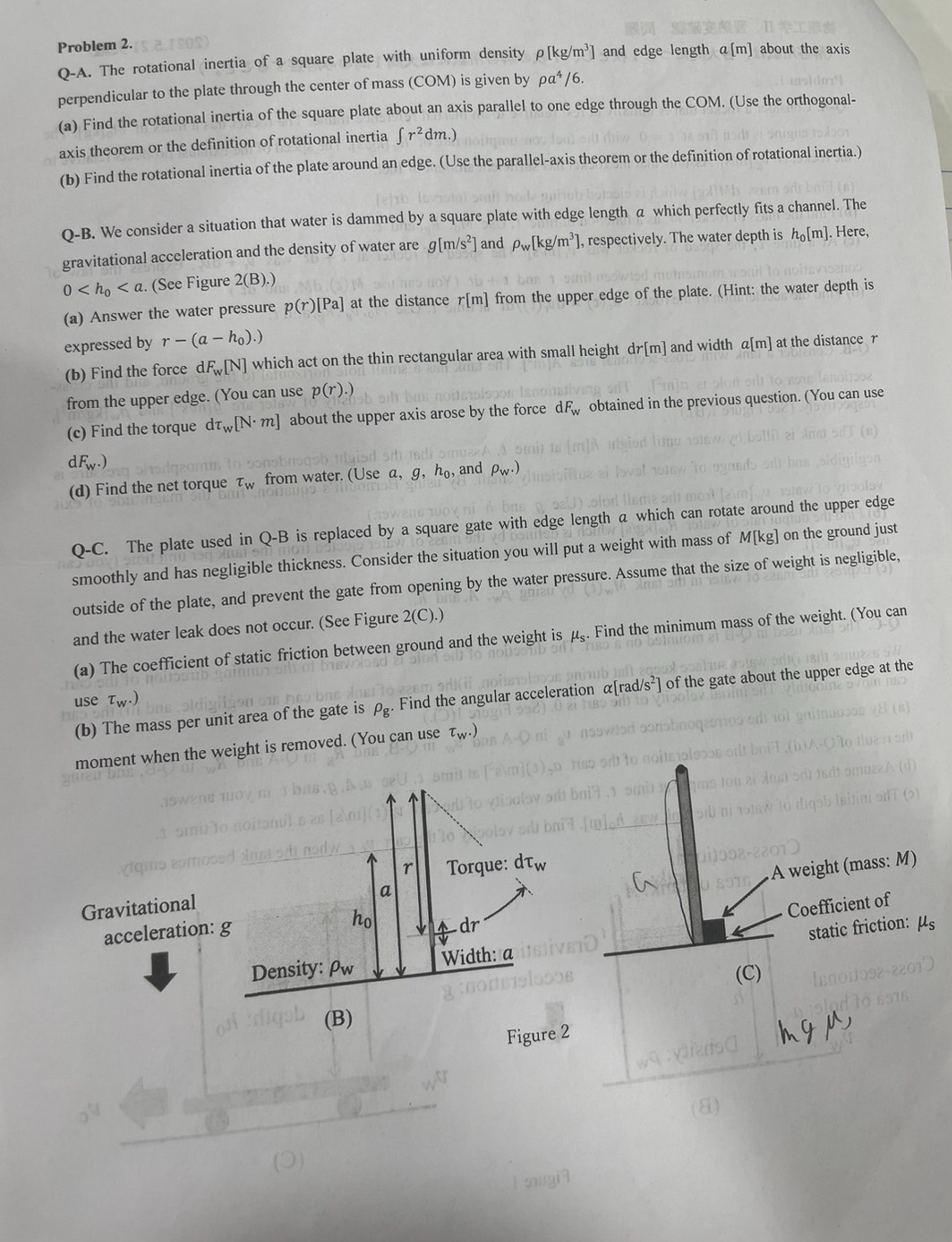 Solved Problem 2.Q-A. ﻿The rotational inertia of a square | Chegg.com