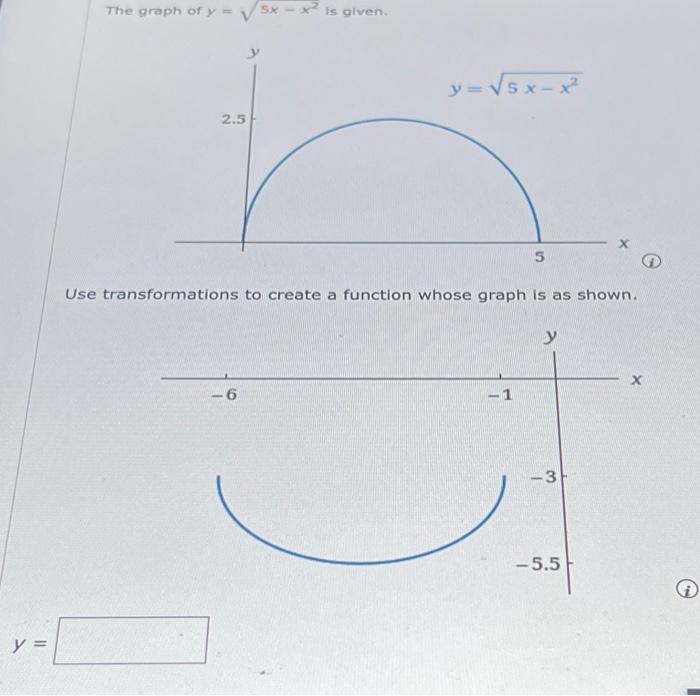 Solved The graph of y = 5x - x? is given y= √5x-x x 2.5 5 | Chegg.com