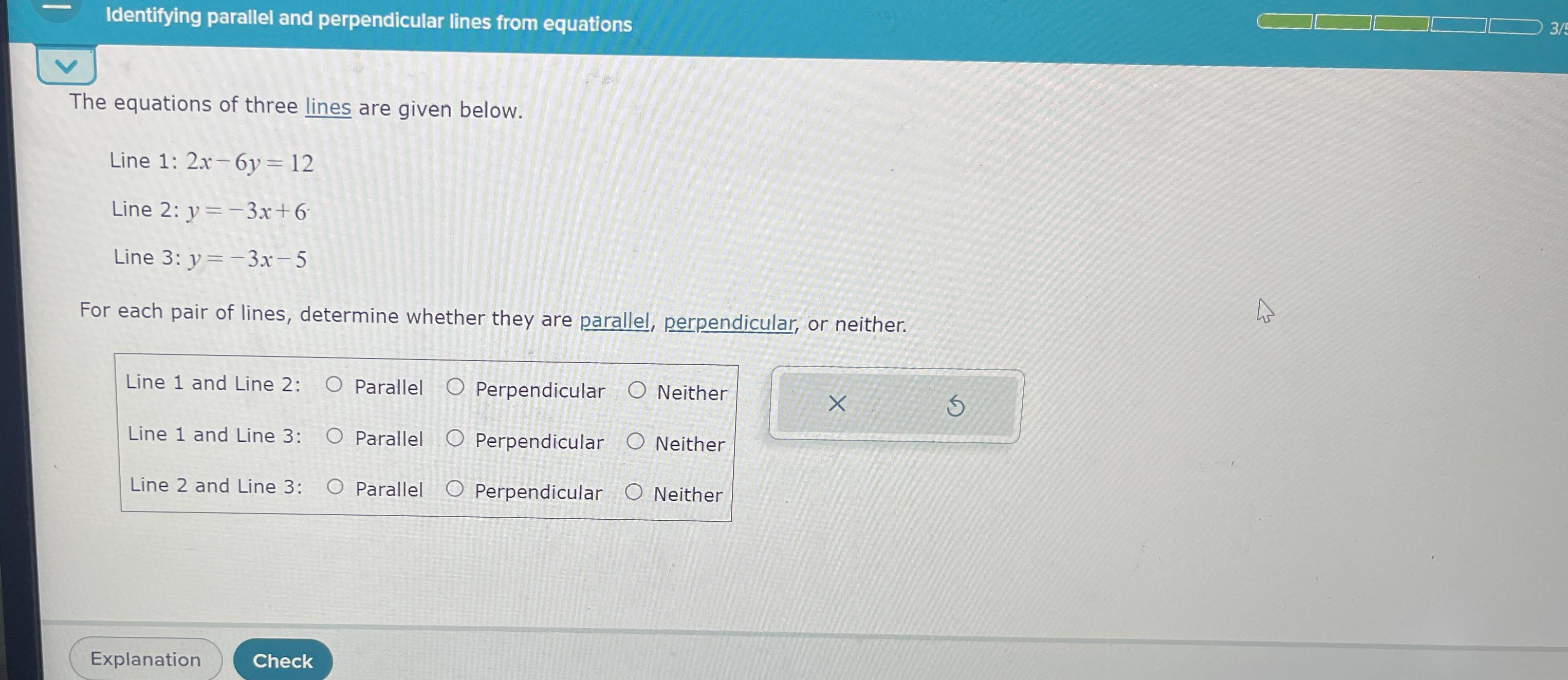 Solved Identifying parallel and perpendicular lines from | Chegg.com