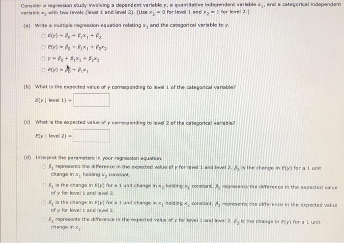 Solved a Consider a regression study involving a dependent | Chegg.com