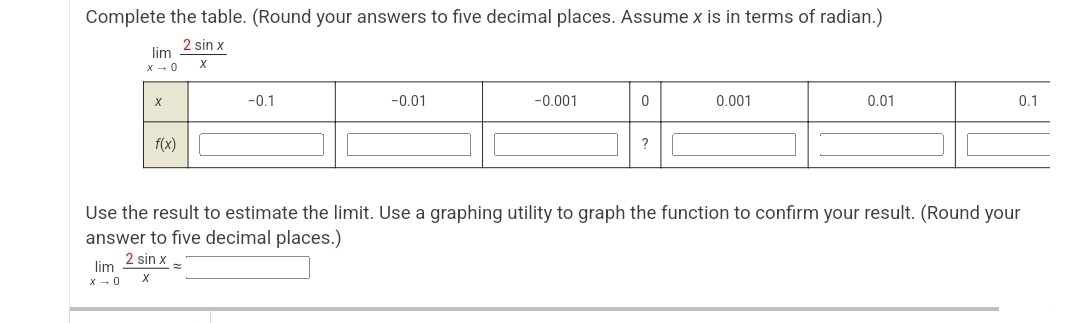 Solved Complete the table. (Round your answers to five | Chegg.com