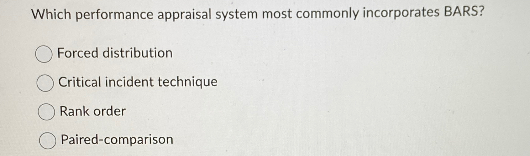 Solved Which performance appraisal system most commonly | Chegg.com