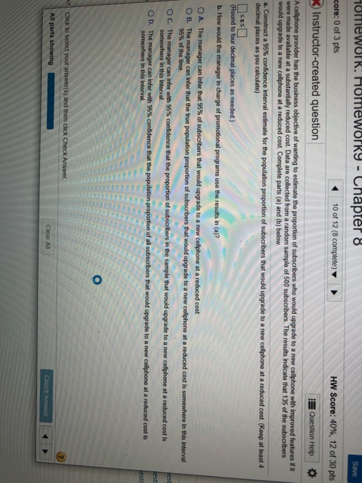 Solved Save Homework Homeworky Chapter 8 Core 0 Of 3 Pts