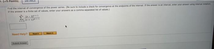 Solved If the ansaer is a finite set of values, enter your | Chegg.com