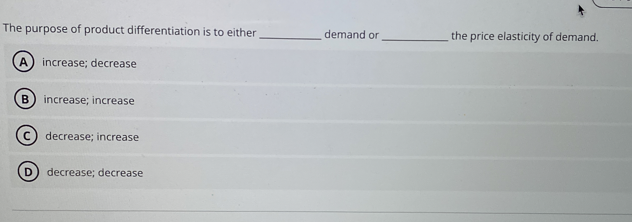 Solved The purpose of product differentiation is to either | Chegg.com