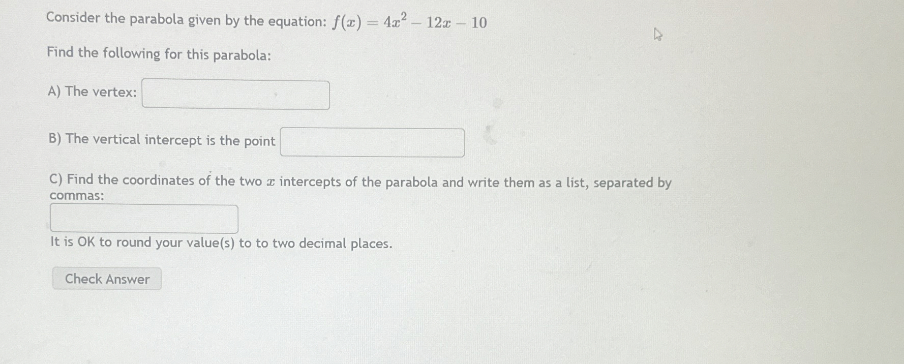 Solved Consider the parabola given by the equation: | Chegg.com