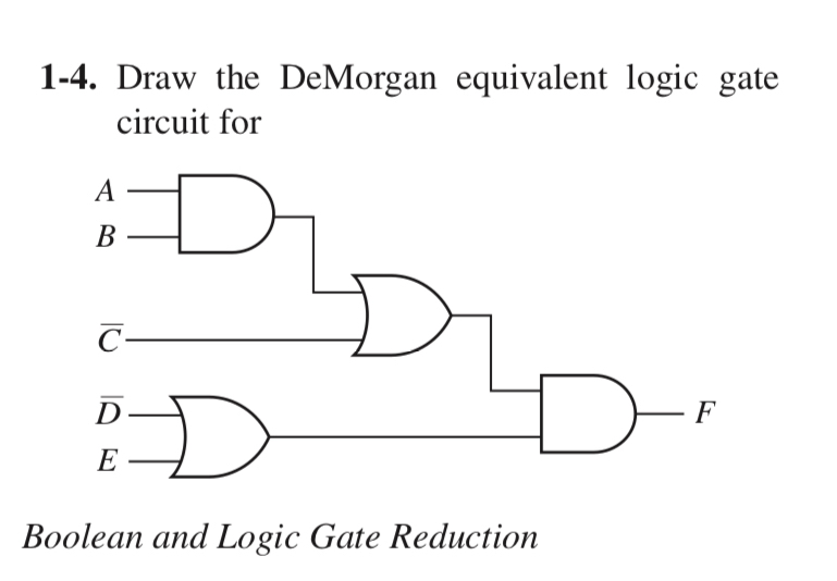 1-4. ﻿Draw the DeMorgan equivalent logic gate circuit | Chegg.com