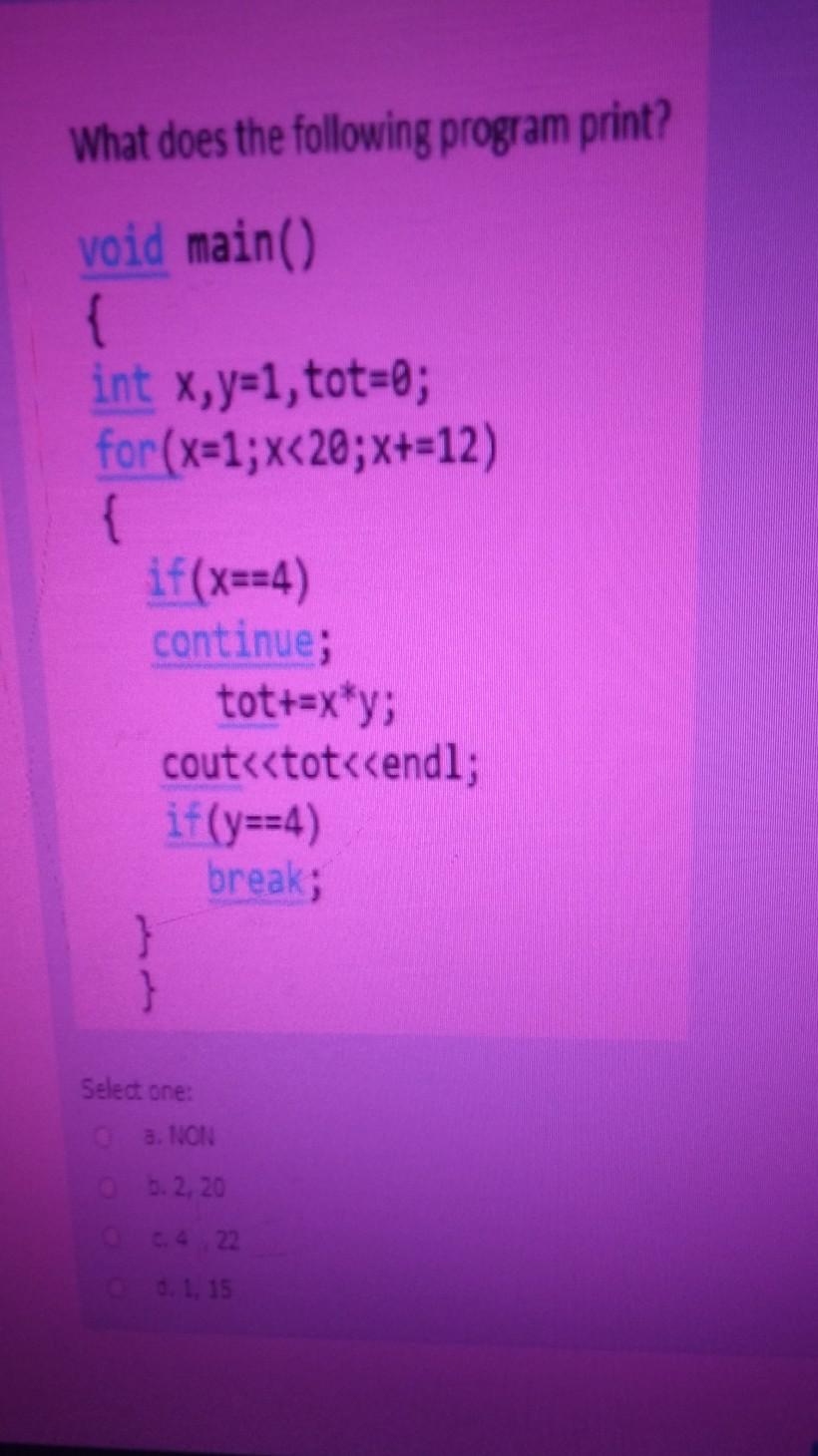 Solved What does the following program print? void main() { | Chegg.com