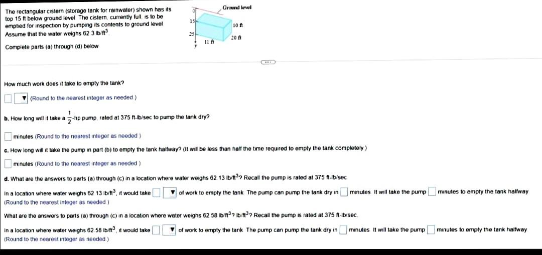 Solved The rectangular cistern (storage tank for rainwater) | Chegg.com