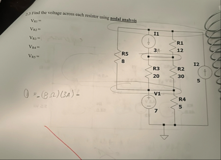 23 ﻿Find the voltage across each resistor using nodal | Chegg.com