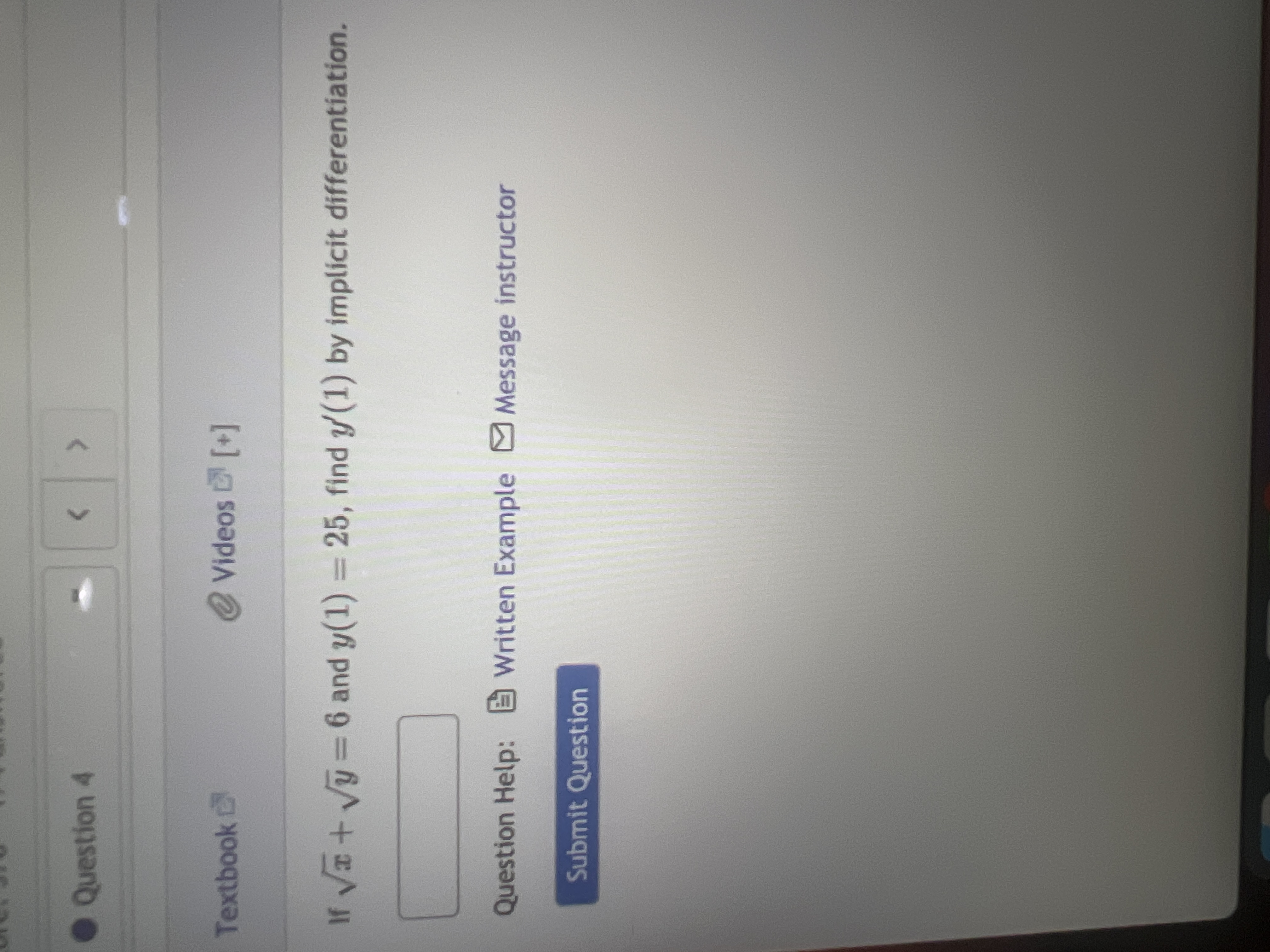 Solved If x2+y2=6 ﻿and y(1)=25, ﻿find y'(1) ﻿by implicit | Chegg.com