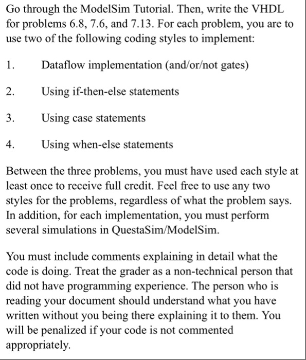 Solved Go through the ModelSim Tutorial. Then, write the | Chegg.com