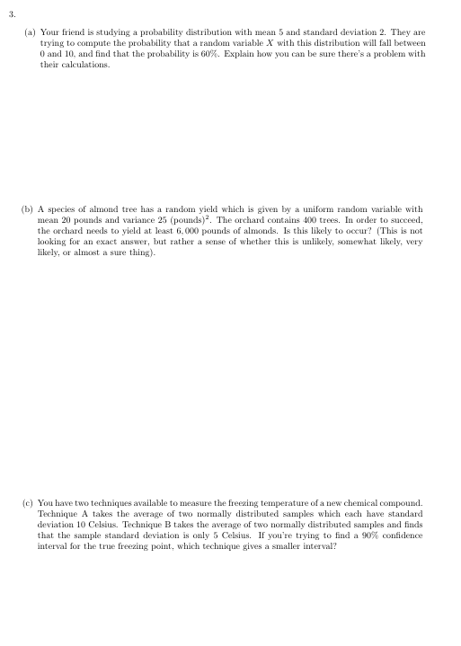 Solved (a) ﻿Your friend is studying a probability | Chegg.com