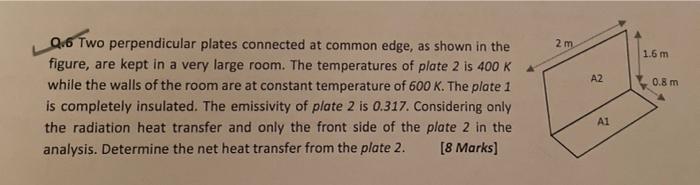 Solved Q6 Two perpendicular plates connected at common edge, | Chegg.com
