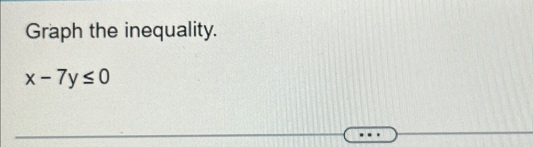 Graph the inequality.x-7y≤0 | Chegg.com