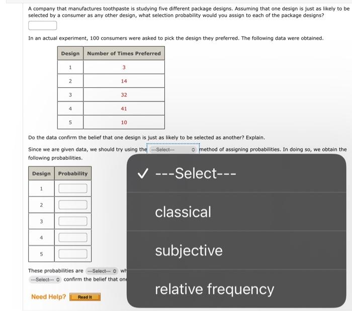 Solved A company that manufactures toothpaste is studying | Chegg.com