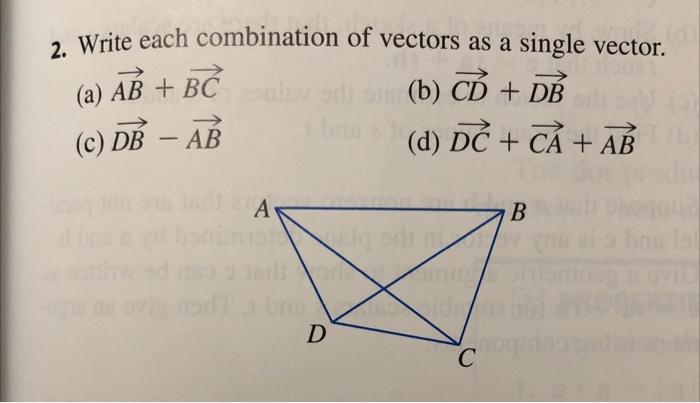 Solved 2. Write each combination of vectors as a single | Chegg.com