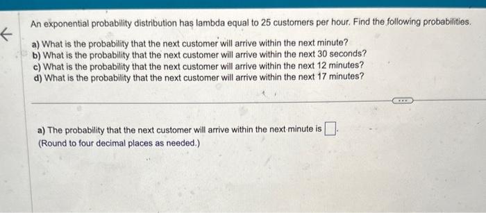 Solved An exponential probability distribution has lambda | Chegg.com