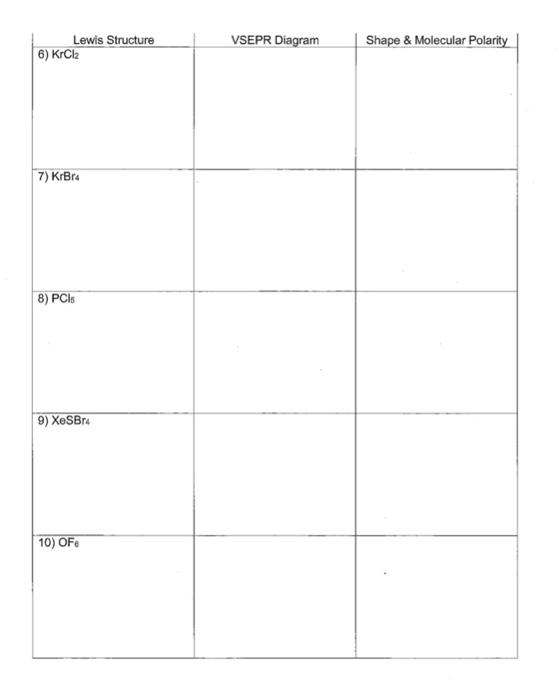 Solved Hand draw the Lewis structure and VSEPR diagram for | Chegg.com