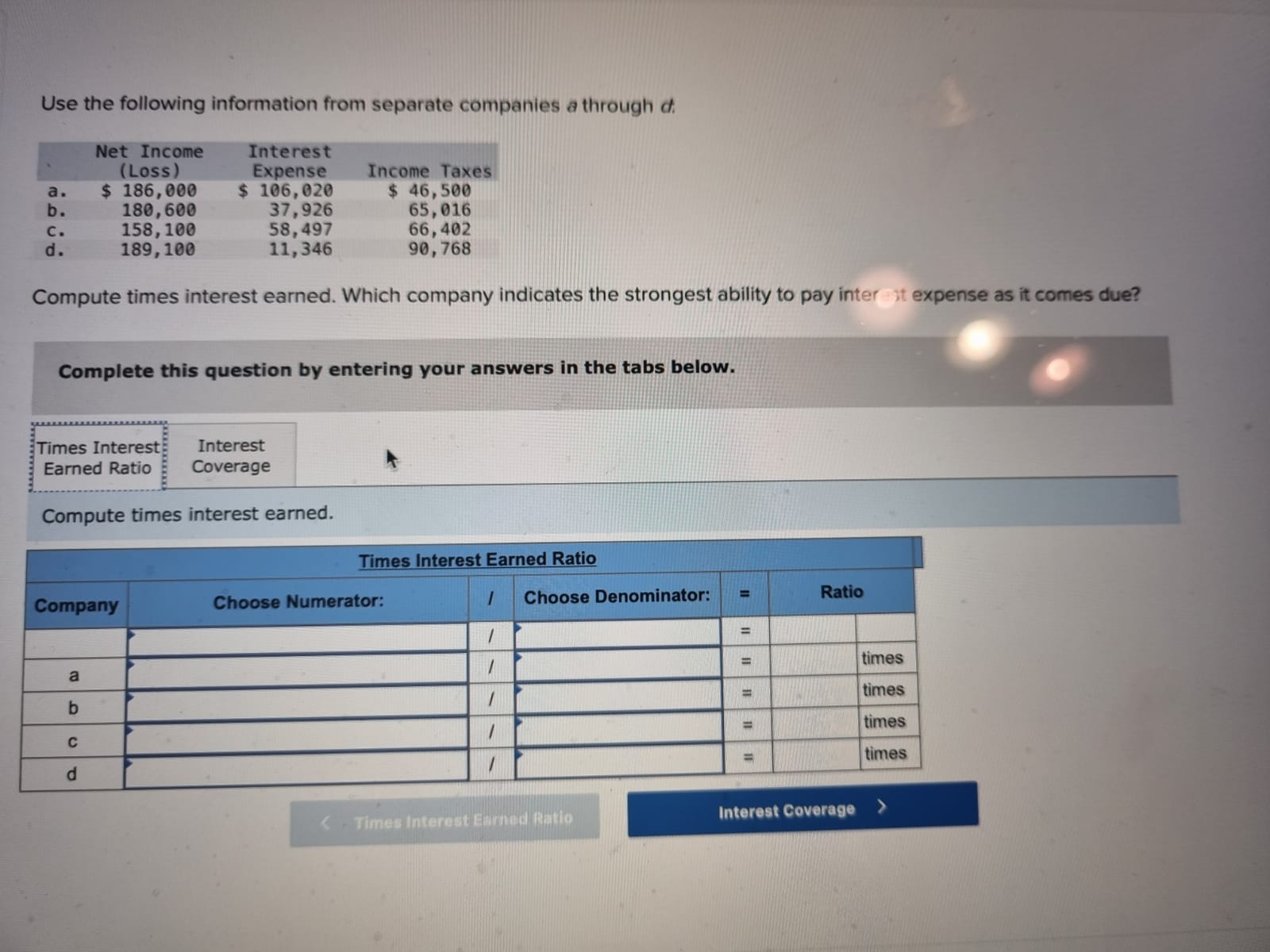 Solved Use the following information from separate companies | Chegg.com