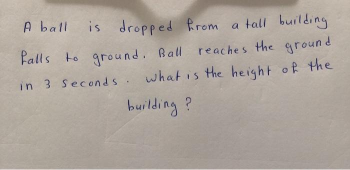 Solved A ball is dropped is dropped from a tall building | Chegg.com