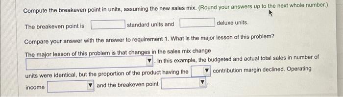 Solved Data table Requirement 1. Compute the breakeven | Chegg.com