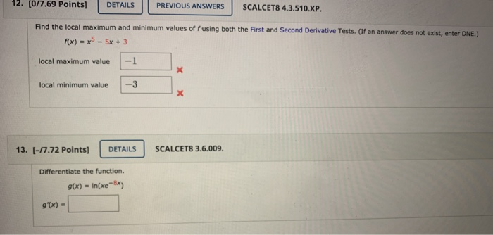 Solved 12. [0/7.69 Points] DETAILS PREVIOUS ANSWERS SCALCET8 | Chegg.com