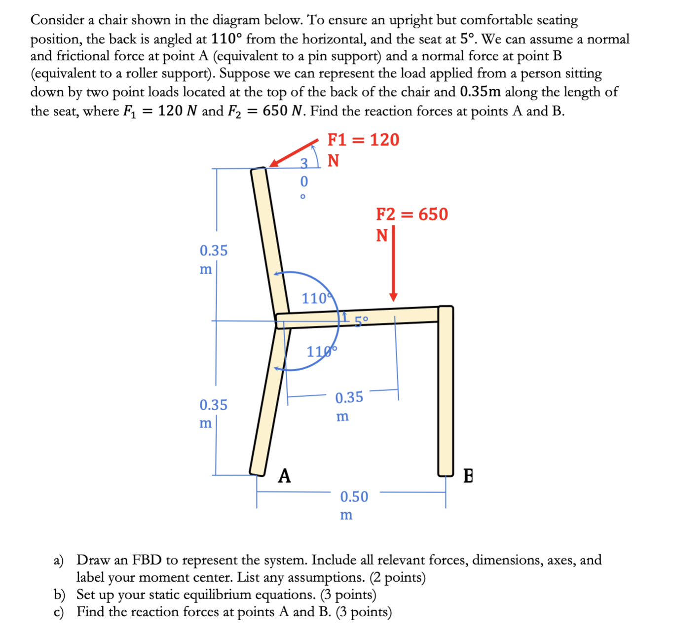 Solved Consider a chair shown in the diagram below. To | Chegg.com