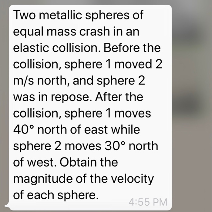 Solved Two metallic spheres of equal mass crash in an | Chegg.com