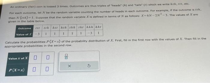 Solved An ordinary (fair) coin is tossed 3 times. Outcomes | Chegg.com