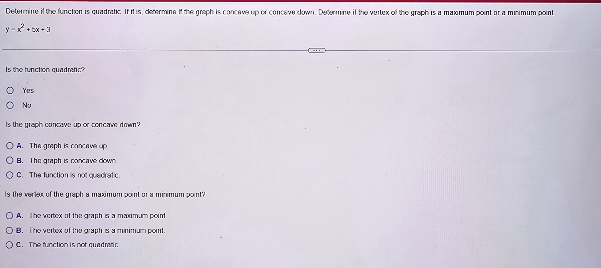Solved Determine if the function is quadratic. If it is, | Chegg.com