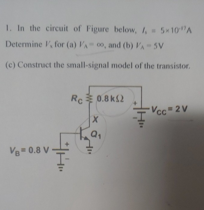 Solved 1. In the circuit of Figure below, 1 = 5x10 A | Chegg.com