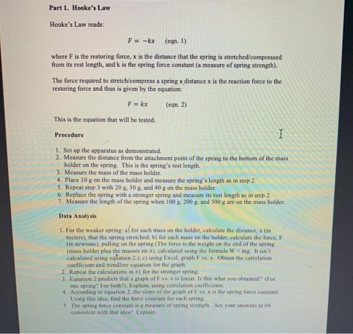 Solved Part 1 weak spring strong_spring mass of holder = | Chegg.com