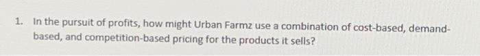 Solved 1. In the pursuit of profits, how might Urban Farmz | Chegg.com
