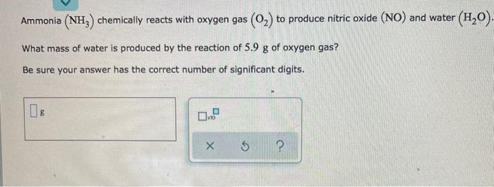 Solved Ammonia (NH3) chemically reacts with oxygen gas (02) | Chegg.com