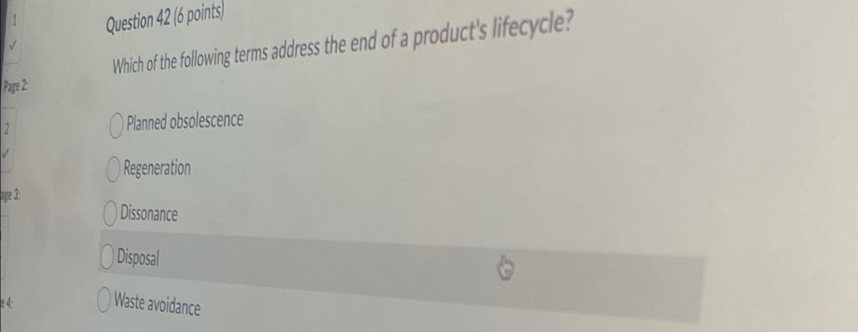 Solved Question 42 (6 ﻿points)Which of the following terms | Chegg.com